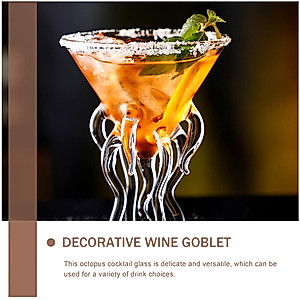 Cabilock Cocktail Glass Goblet Octopus Glass Wine Cups Party Drinking Cups Exquisite Martini Glasses Novelty Drink Cup for Party Bar