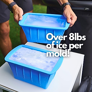 Plunge Lab Extra Large Ice Block Mold, 2-Pack, 8lb Ice Block, Ice Maker for Cold Plunge or Coolers, Reusable Steel Reinforced Silicone Molds, Big Ice Cube Molds, Ice Bath Chiller, Ice Tray