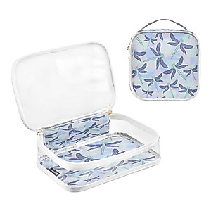 senya Clear Toiletry Bag,Travel Makeup Cosmetic Bag Carry on Airport Airline Compliant Bag Purple Dragonfly for Women Men