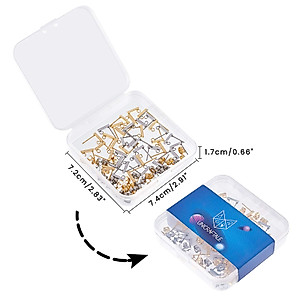 UNICRAFTALE Hypoallergenic Stud Earring with Loop 40 Pieces Rectangle Earring with Ear Nut 0.8mm Pin Stainless Steel Earring Posts for DIY Earrings Jewelry Making