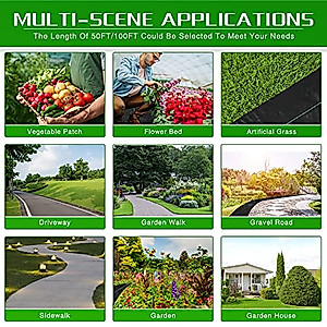 Kijamilee Weed Barrier Landscape Fabric Heavy Duty, 1.3FT x 100FT Thicken Garden Fabric Weed Mats, Weed Control Garden Cloth, Woven Geotextile Fabric for Garden Beds, Underlayment, Commercial Driveway