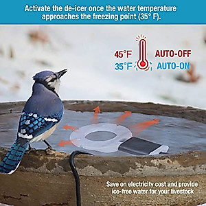 Wedigout 500Watt Utility De-Icer for Farm, Submersible Water Heater for Farm Livestock(Cow/Chicken/Sheet), Mini Size Aluminum De-Icer for Multiple Using, Non-Conductive and Anti-Rust