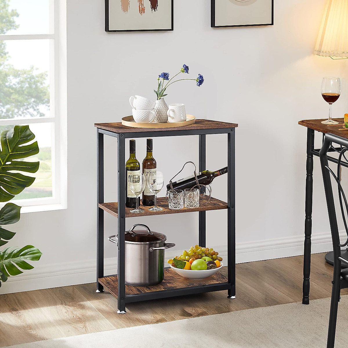 VECELO Tall End Side Table,30" Height Nightstand with 3-Tier Storage Shelf for Living Room Bedroom Office Hallway Study