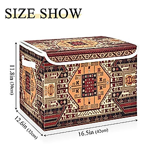 Living Room Storage Bins with Lids Storage Baskets for Clothes Persian Carpet Tribal Texture Photo Organization 12x12x16