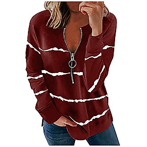 Long Sleeve Shirts for Women Pack,Oversized Sweatshirt for Women Trendy Graphic V Neck Work Fleece Long Sleeve Hoodies Cute Happy Sweatshirts Plaid Christmas Sweaters for Women Wine