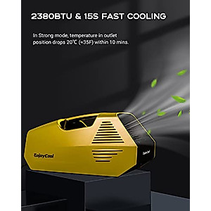 EUASOO Portable Air Conditioners, 2380BTU Fast Cooling Outdoor Air Conditioner, 240W Low Power Consumption Portable Mini Air Conditioner for Camping Tent, RV, Car, Truck, Van and Fishing-Yellow