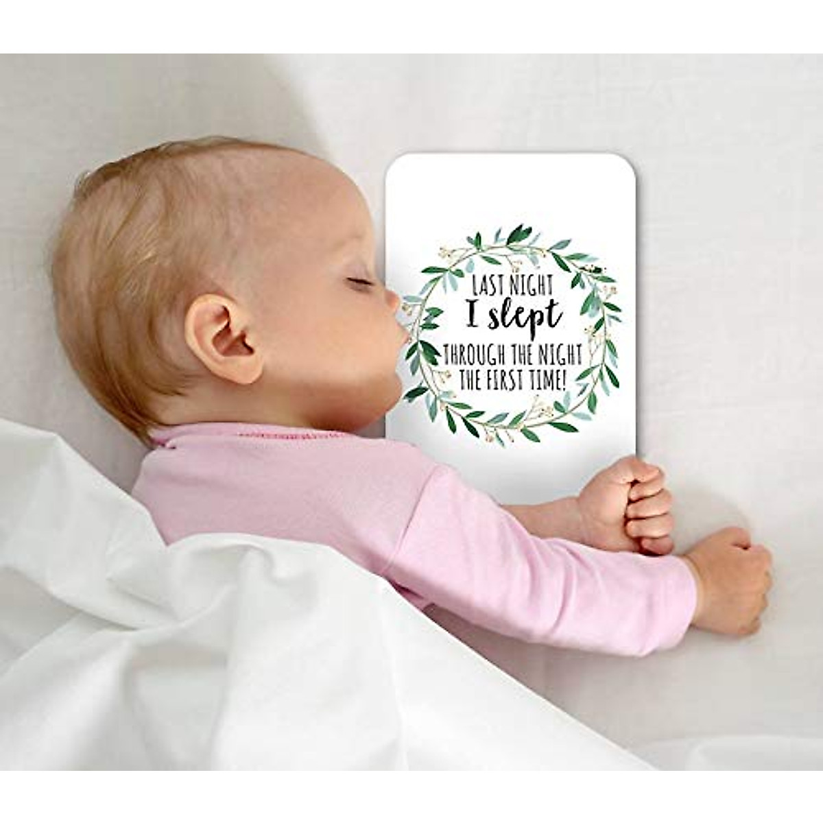 CoCreative Design Newborn Baby First Year Progress Report Cards (Set of 26) - Unique Shower Prop Gift with Cute Sayings and Floral Wreath Prints - Perfect for New Moms and Parents