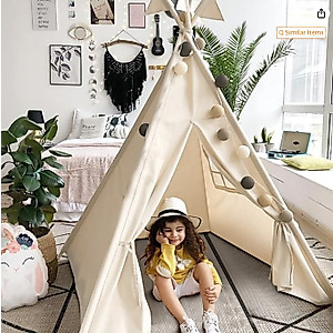 RongFa Teepee Tent for Kids-Portable Children Play Tent Indoor Outdoor (Beige Without Mat)