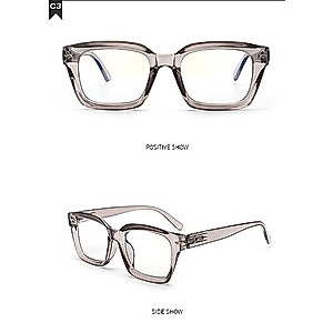 Akaia Blue Light Blocking (Rectangular) Reading Glasses, Anti Eyestrain, Computer Glasses, Gaming Glasses, TV Glasses for Women Men (Shiny Transparent Grey)