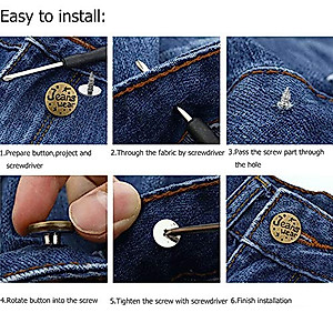Jeans Buttons Replacement, Instant No Sew Buttons for Pants with Tool,17MM