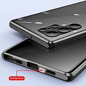 Jonwelsy Anti Peeping Case for Samsung Galaxy S22 Ultra, 360 Degree Front and Back Privacy Tempered Glass Cover, Anti SPY Screen, Anti Peep Magnetic Adsorption Metal Bumper for S22 Ultra (Silver)