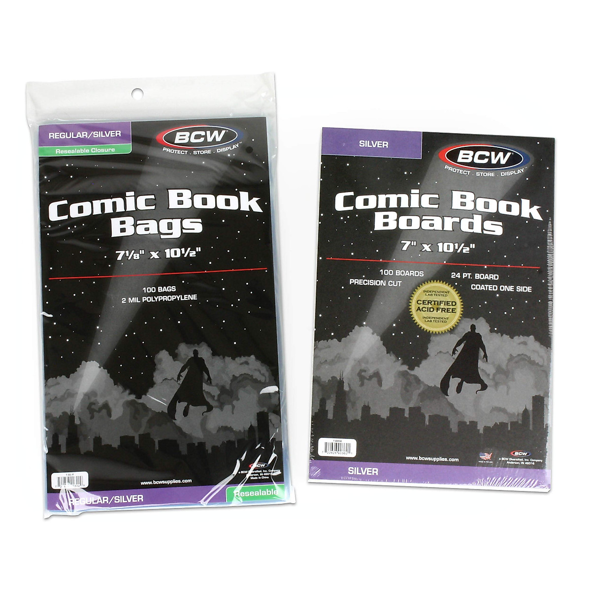 (100) Silver Age Resealable Clear Comic Book Bags & Backer Boards by BCW