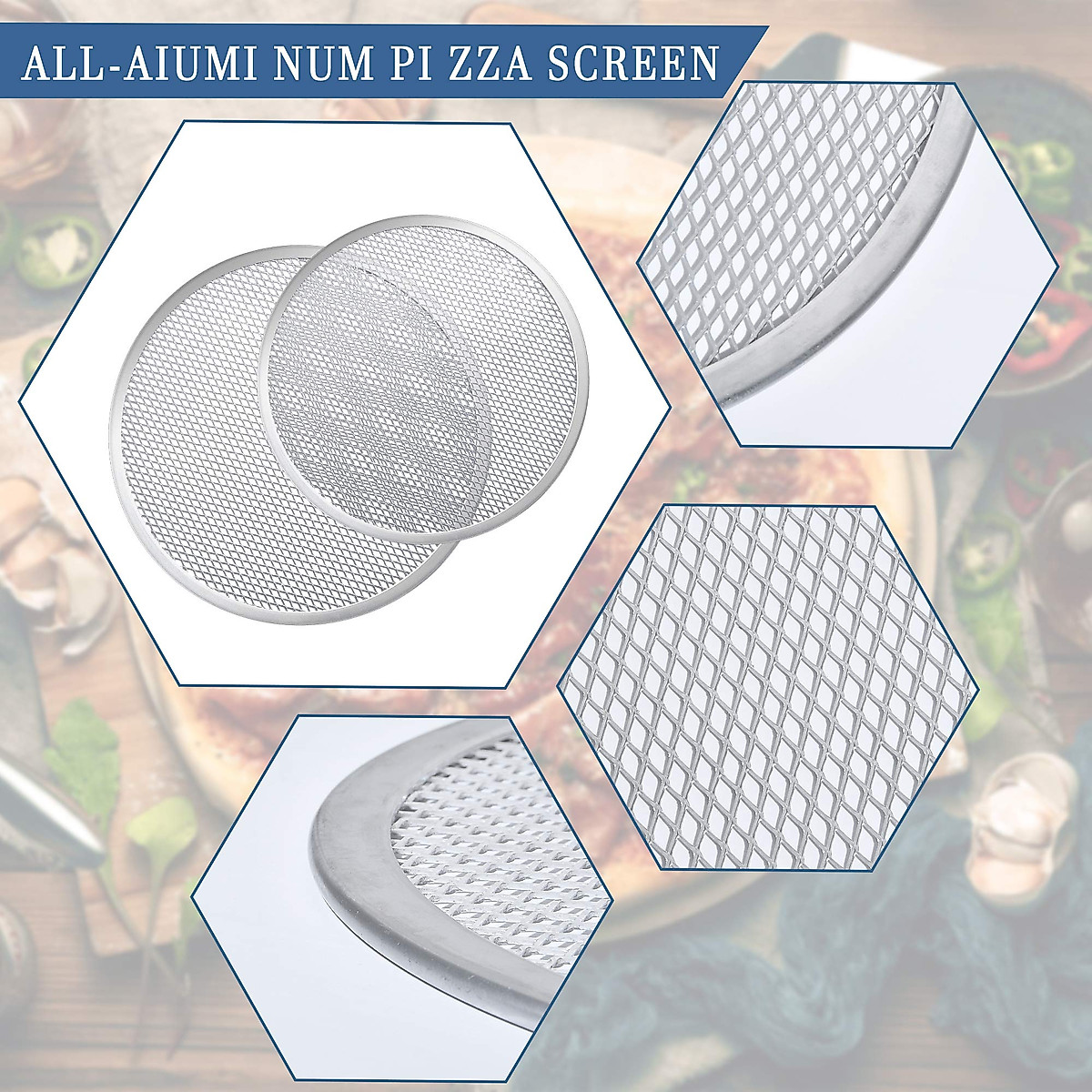 Milkary 4 Pieces Seamless Round Pizza Screen, 2 Pieces 12 inch Aluminum Mesh Pizza Screen and 2 Pieces 10 inch Pizza Mesh Baking Tray for Home Kitchen Restaurant Supplies