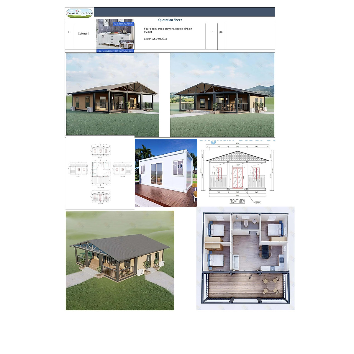 Detachable Container House, Luxury Villa Removable House, Portable House, Prefab Houses, Container House, Gest House,Restaurant, Bar, Hotel, Warehouse, Hospital, Apartment. (Green)