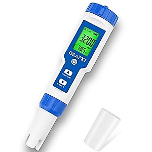 ORAPXI Salt Water Pool Tester 5 in 1 Salt SG TDS EC Temp Digital Pool Salt Meter 0-100 PPT & 1.000-1.070 Specific Gravity for Aquarium, Seawater, Salt Fish Tank, Marine Monitoring