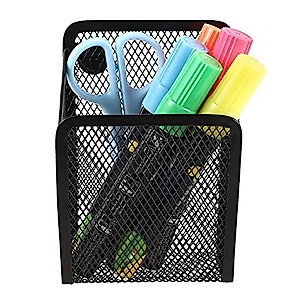 Sanpaint Magnetic Pencil Holder,Mesh Stainless Steel Pen Basket, Metal Writing Utensil Storage Organizer for Whiteboard,Blackboard,Kitchen, Locker, Home, or Office