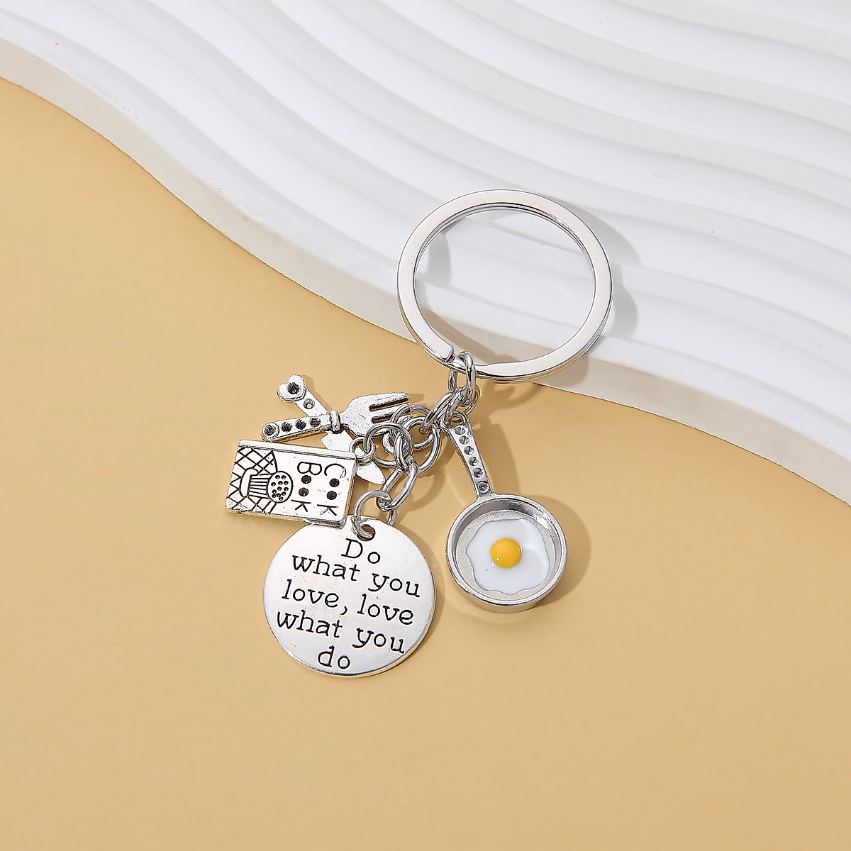 PHAETON 20PCS Kitchen Home Cooking Key Ring Fried Egg Pan Cook Book Tableware Key Chain Small Charm Chef Keychain Baking Accessories Keychain