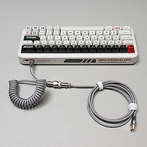 SUEHIODHY 5.9ft Custom Coiled Pilot Cable Type C to USB-A with Detachable Aviation Connector for Mechanical Gaming Keyboard