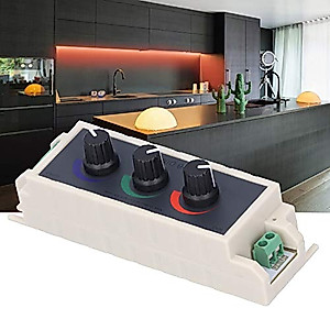 AUHX RGB Controller, 3‑Channel Adjustable RGB Knob Dimmer, for RGB Modules LED Strip Light