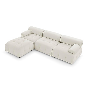 Button Tufted Oversized Modular Sectional Sofa with Movable Ottoman,Comfy Velvet Fabric Extra Large L Shaped Couch with Armrest,4 Seat Free Combination Sofa&Couches Living Room Furniture Sets