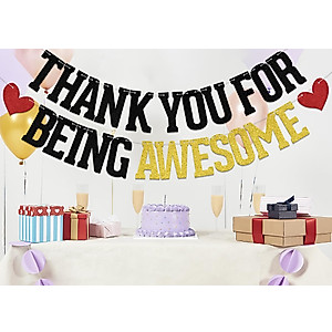 KEWUFD Thank You for Being Awesome Banner Black Glitter We Will Miss You Banner Thank You For Being Awesome Banner For Graduation/Farewell/Going Away Party Decoration Supplies For Men/Women