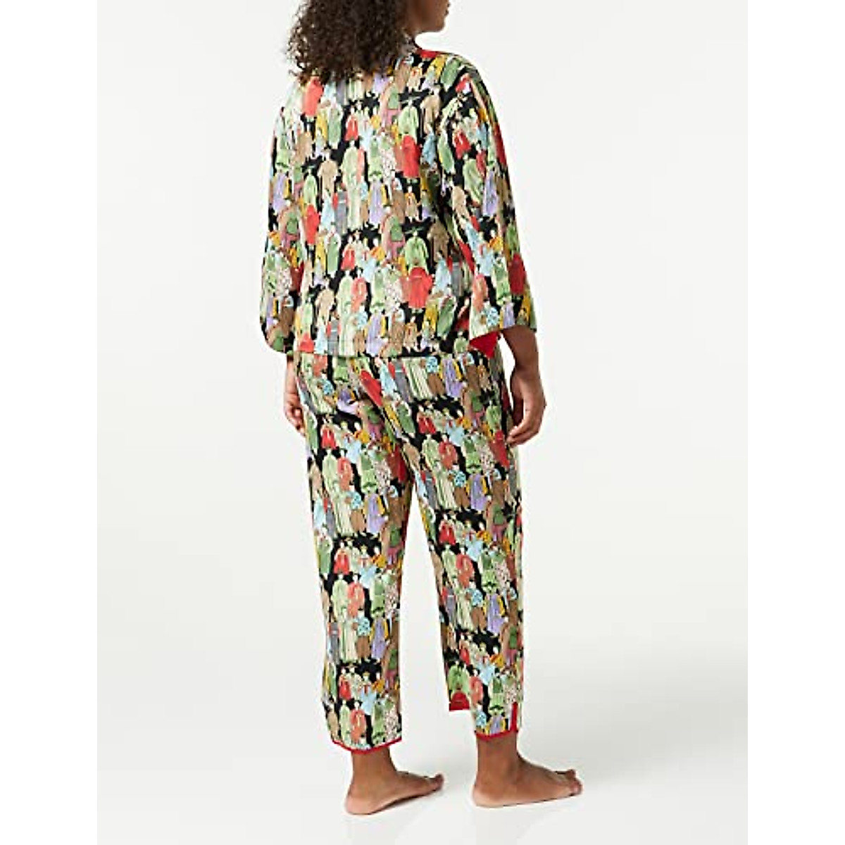 Natori Women's Printed Charmeuse Pajama Set, Black, Small
