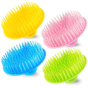 YEALIFE Hair Scalp Exfoliator Brush Dandruff Cleaning Brush, Flexible Scalp Massager Brush, Shower Scalp Shampoo Brush for Home, Office, Travel and Pets.Orange/Green-Y