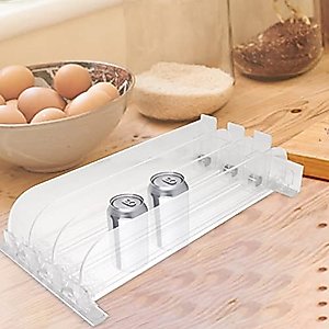 Alipis 1 set shelf pusher beverage pusher glide spring loaded can organizer plastic storage bins for shelves self-pushing drink holder pusher machine soda rack handle 35c drinks white