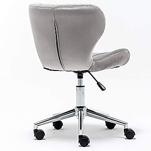 BTEXPERT Residential Office Desk Work Chair Classic Style Velvet 360 Swivel Modern Contemporary Sturdy Castors, Gray