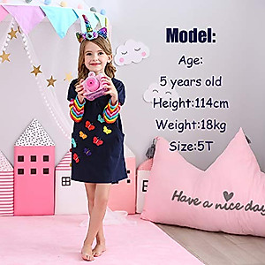 VIKITA Little Girls Dresses Winter Girl Clothes Long Sleeve Navy Dress Xmas Gift for Kids 2-8 Years LH5805, 7T