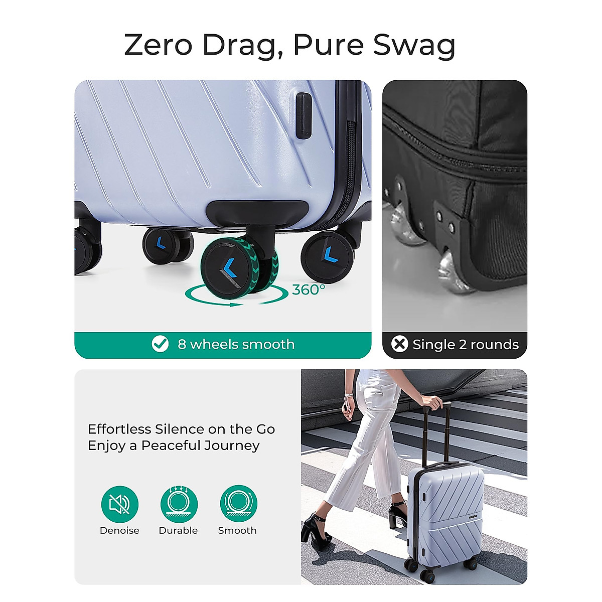 BAGSMART Carry On Luggage 22x14x9 Airline Approved, 20 Inch Lightweight Carry On Suitcase, Hard Shell Luggage with Spinner Wheels, 20 Inch Rolling Suitcases, Purple