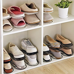 CiBiZi Shoe Slots Organizer Shoe Space Saver Metal Shoe Stacker Iron Shoe Rack Shoe Stand Holder Shoe Storage Closet Organizer 10PACK Black