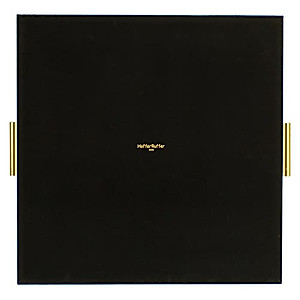 HofferRuffer Extra Large Square Serving Tray, Elegant Faux Leather Ottoman Tray with Gold Hardware Handles, Serve Tea, Coffee or Breakfast in Bed, 24 x 24 inches (Navy Blue Shagreen)