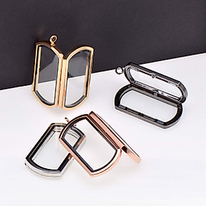 Paialco Magnetic Rectangle Glass Window Floating Locket Pendant Necklace - Black