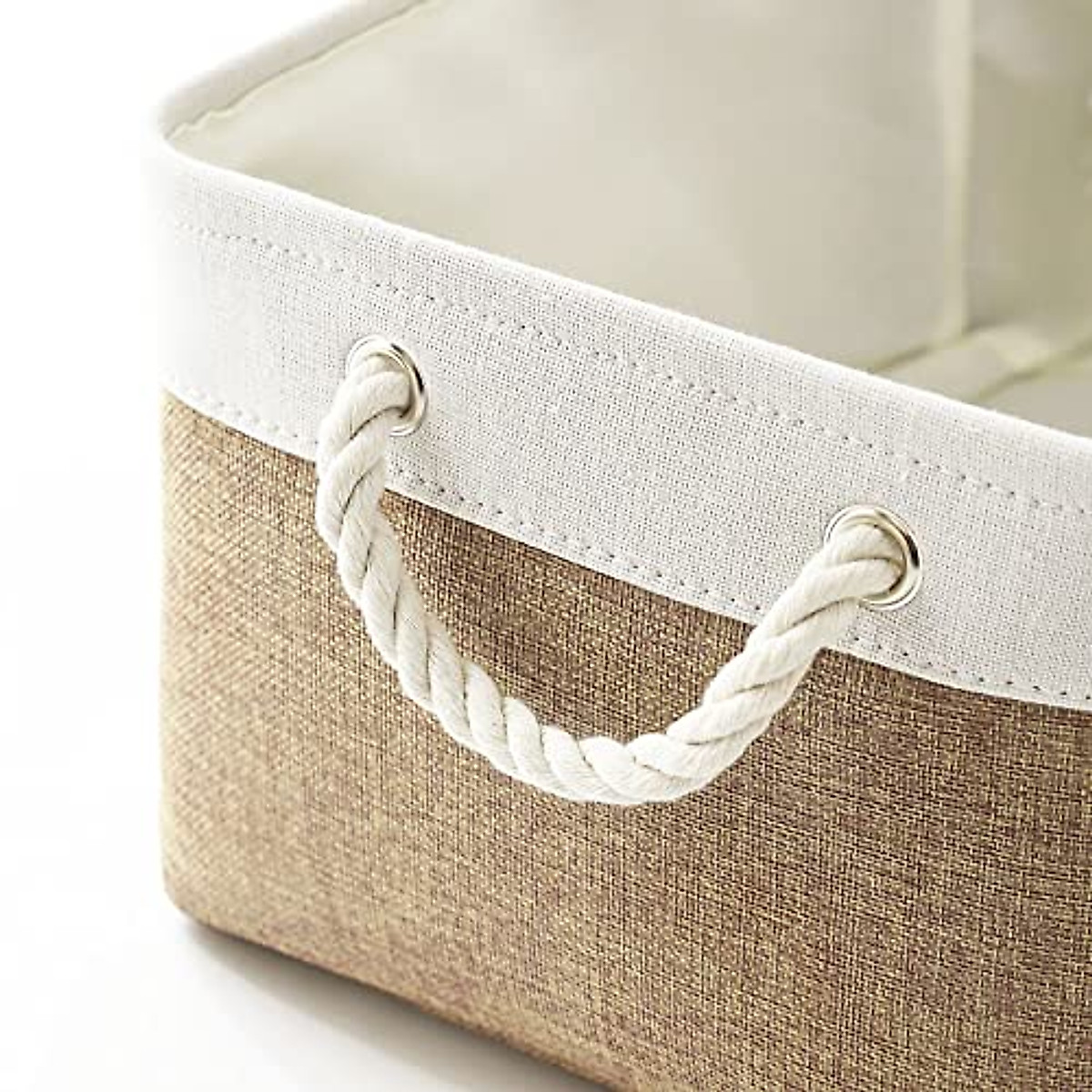 Sacyic Fabric Storage Baskets Rectangular Baskets Baskets for Organizing Fabric Basket for Shelves Decorative Baskets for Toys Empty Gift Baskets Cloth Baskets for Storage (White&Khaki)