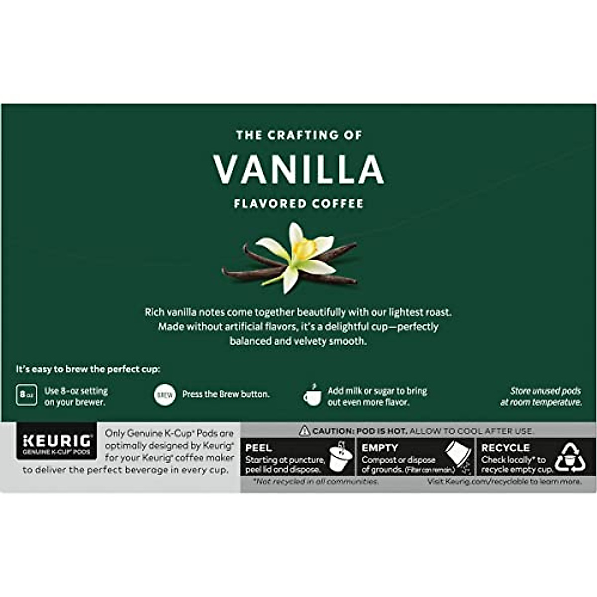 Starbucks Flavored Coffee K-Cup Pods, Vanilla Flavored Coffee, Made without Artificial Flavors, Keurig Genuine K-Cup Pods, 10 CT K-Cups/Box (Pack of 1 Box)