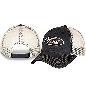 Checkered Flag Ford Mesh Trucker Unstructured Adjustable Gray Hat/Cap