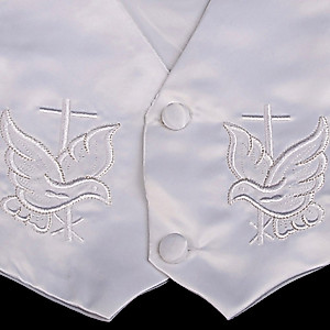 Dressy Daisy Newborn Baby Boys Baptism Christening Clothing Outfit White Satin Suit 4 Piece Set with Bonnet Size 0 Months Long Sleeve