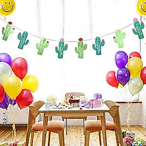 9.8ft Fiesta Cactus Banner Cactus Party Decorations Bachelorette Graduation Party Garland Backgound String Cactus Glitter Green for Kids Birthday Summer Tropical Wedding Taco Cinco De Mayo Party Decor Favor llama Luau Hawaii Decorations