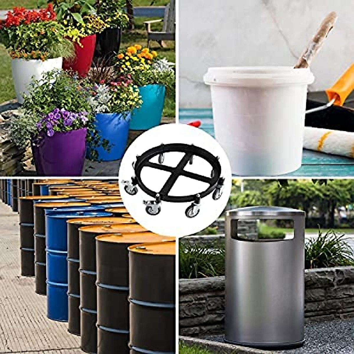 drum dolly 55 gallon trash can dolly heavy duty 2000 pound barrel dolly with swivel casters wheel steel frame dolly non tipping hand truck capacity dollies