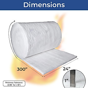 Simond Store Ceramic Fiber Insulation Roll, 2400F (1315C) 1"X24"X25', High Density Fireproof Insulation Blanket for Forge, Foundry, Furnace, Kiln, Wood Stove, Pizza Oven, Dishwasher Insulation Blanket