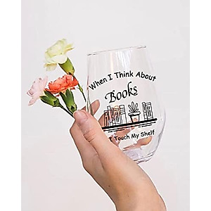 comfit Gifts for Book Lovers - Funny Book Club Stemless Wine Glass Gifts for Reader Lovers, Librarian,Teacher, Nerd Gift Idea,Inspirational Birthday Gifts for Book Lover Friend