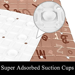 Bath Tub Shower Mat - Anti-Slip PVC Material 15.1x26.8 in, Gentle Cushioning Quick Drying Suction Cups Reliable Solution - Abstract Letter Pattern - Brown Non-Slip Floor Mat