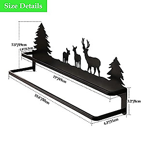 CuteHook Double Towel Bar Wall Mounted with Cute Deer Pattern Easy Installation Organizer for Towel Bathroom Hotel Bath Towel Shelf Towel Rack No Rust Matte Black Finish Decorative Hooks