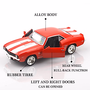 TOKAXI 1/36 Scale Diecast Cars,1969 Camaro SS Cars Models,Pull Back Vehicles Toy Cars,Cars Gifts for Boys Girls (Red)
