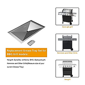 AJinTeby Grill Drip Pans Adjustable Grease Tray Set Fit for Nexgrill, DynaGlo, Uniflame, BHG, Backyard, Kenmore and Other Grills -Professional Parts (26")