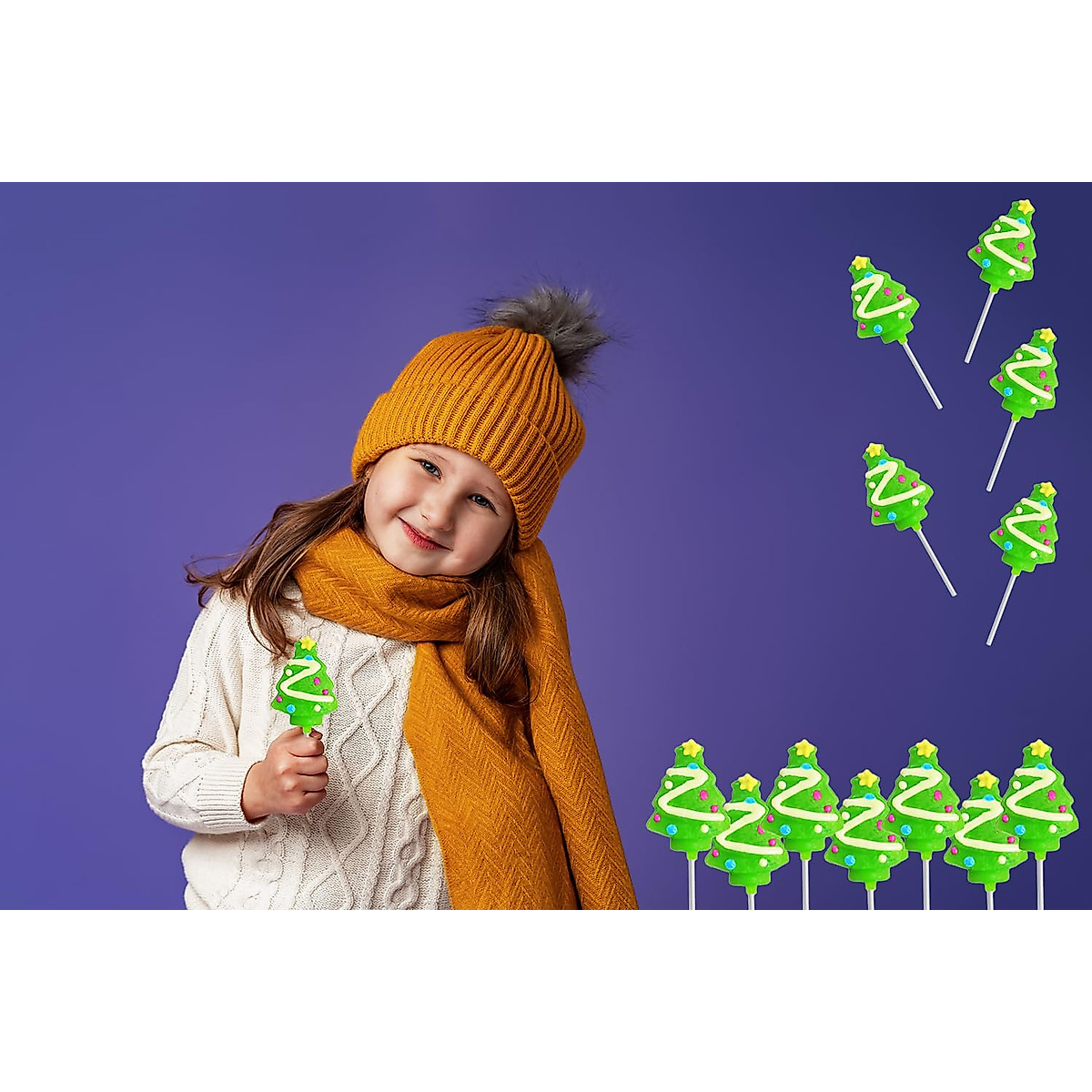 Fruidles Christmas Tree Lollipop, Candy Canes Suckers, Mixed Fruit Flavor, Individually Wrapped Lollipops (12-Pack)