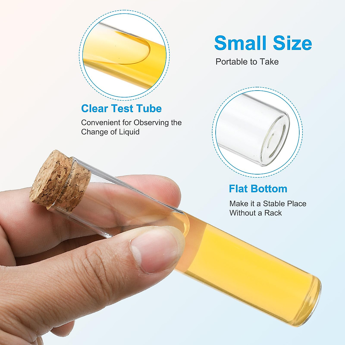 PATIKIL 25ml Test Tubes, 30pcs 3.94x0.79in Glass Clear Flat Bottom Test Tube Containers with Cork Stopper for Bead Party Candy Bath Salt Storage Scientific Experiment Plant Propagation