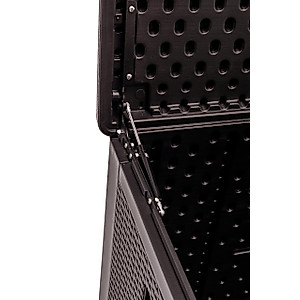 BTEXPERT 150 Gallon Large Resin Deck Box, Outdoor Storage Container for Patio Furniture Cushions Garden Tools Pool Toys Sports Equipment Waterproof Lockable Stainless Steel Metal insert rod