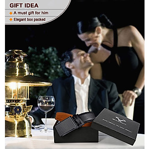 BULLIANT Men's Belt,Brand Ratchet Belt Of Genuine Leather For Gift Men Dress,Size Customized(Black,36"-42" Waist Adjustable)